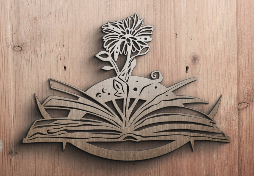 book with moon svg, book and flower svg