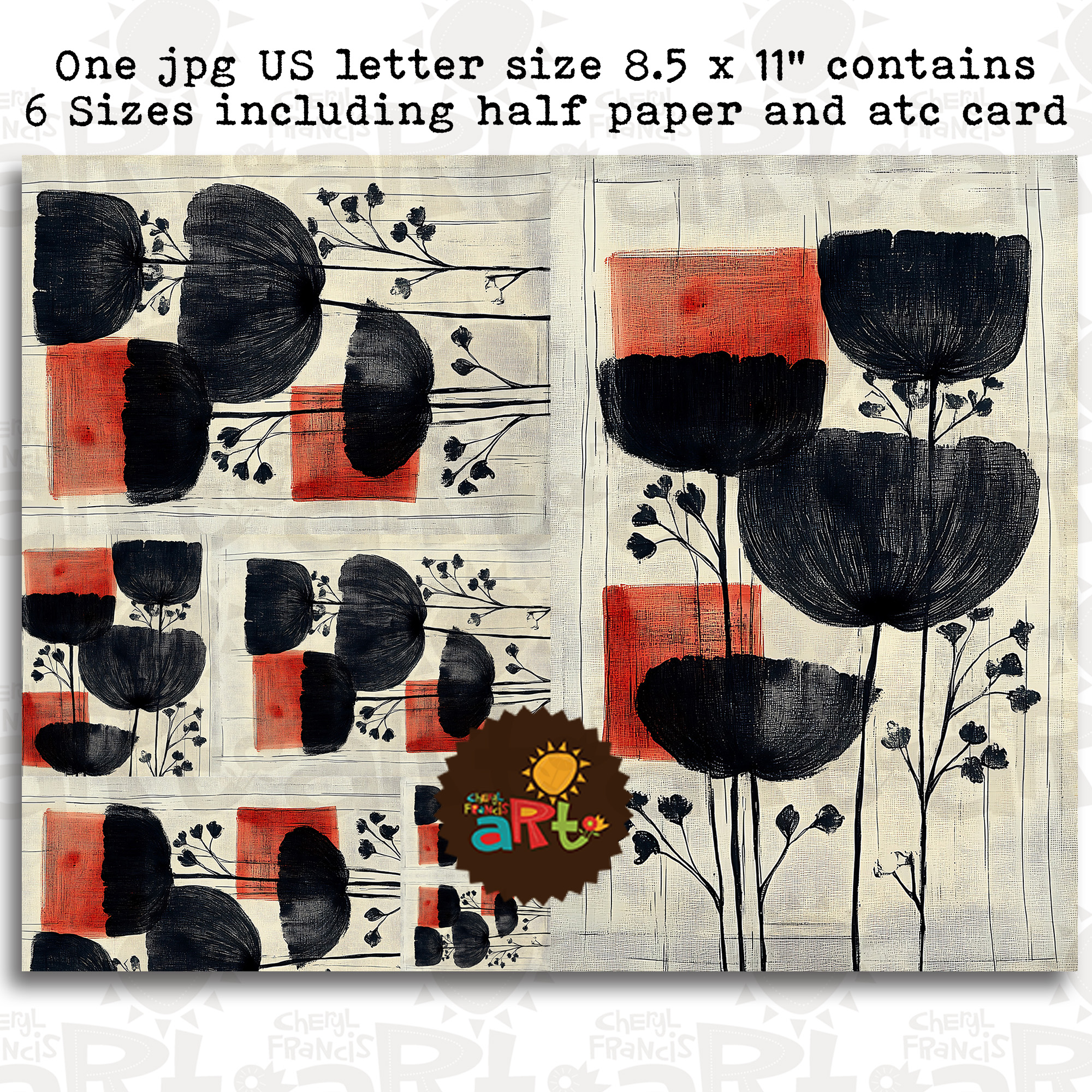Single Floral Image No.45 Printable Junk Journal Half Paper for Book ...