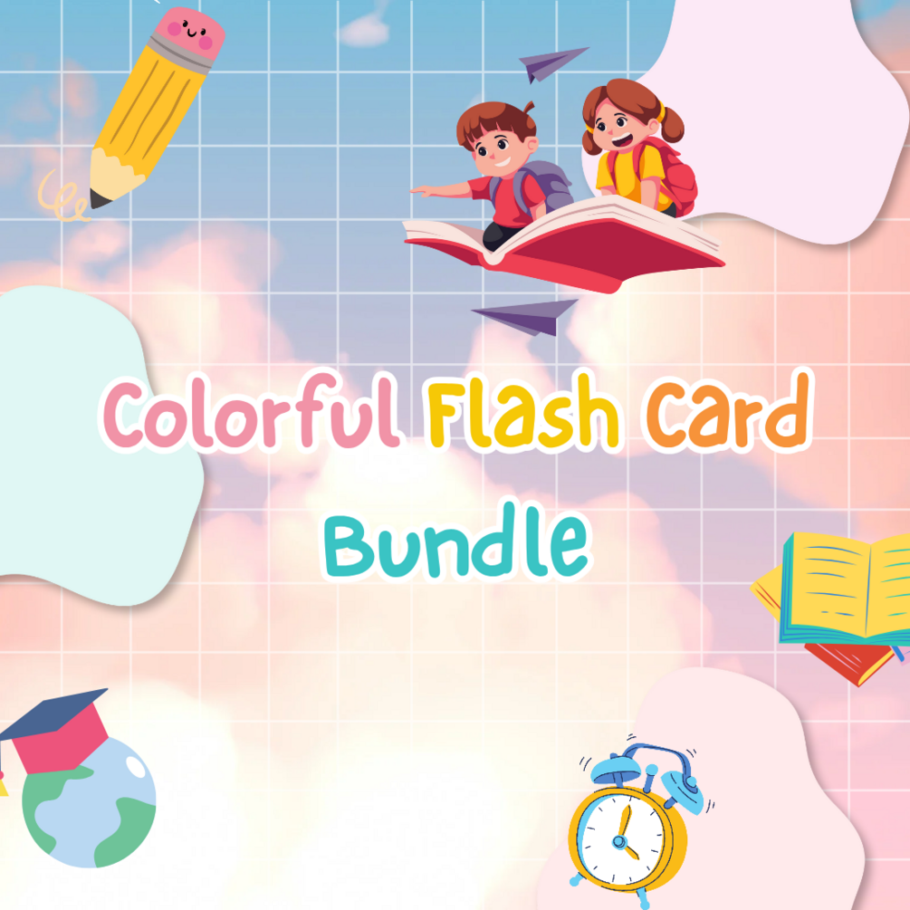 Colorful Flashcards Bundle For Kids 7 Types