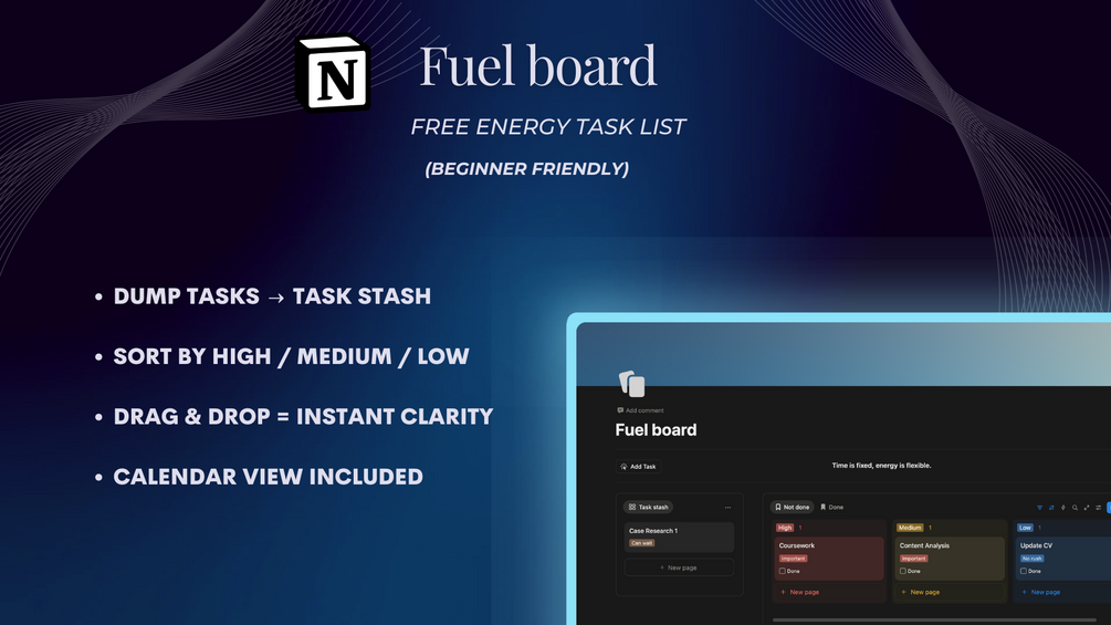 Fuel board - Energy based Task list