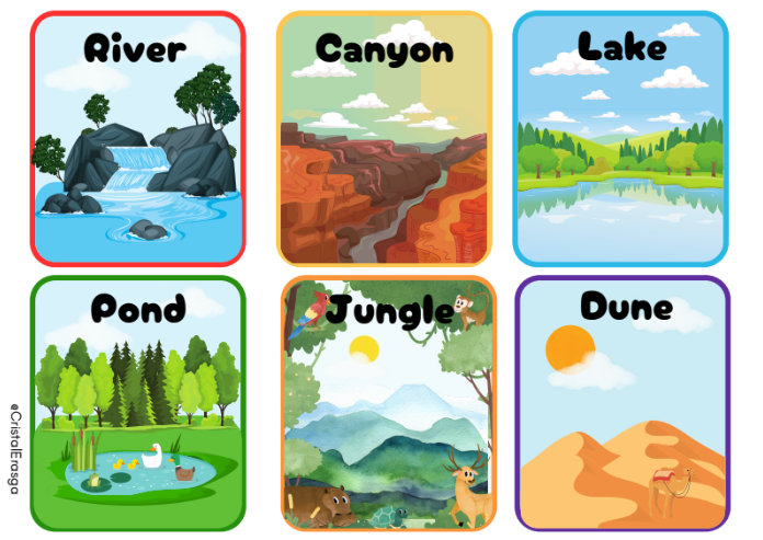 Digital/PDF Printable Landforms Flash Cards for Kids
