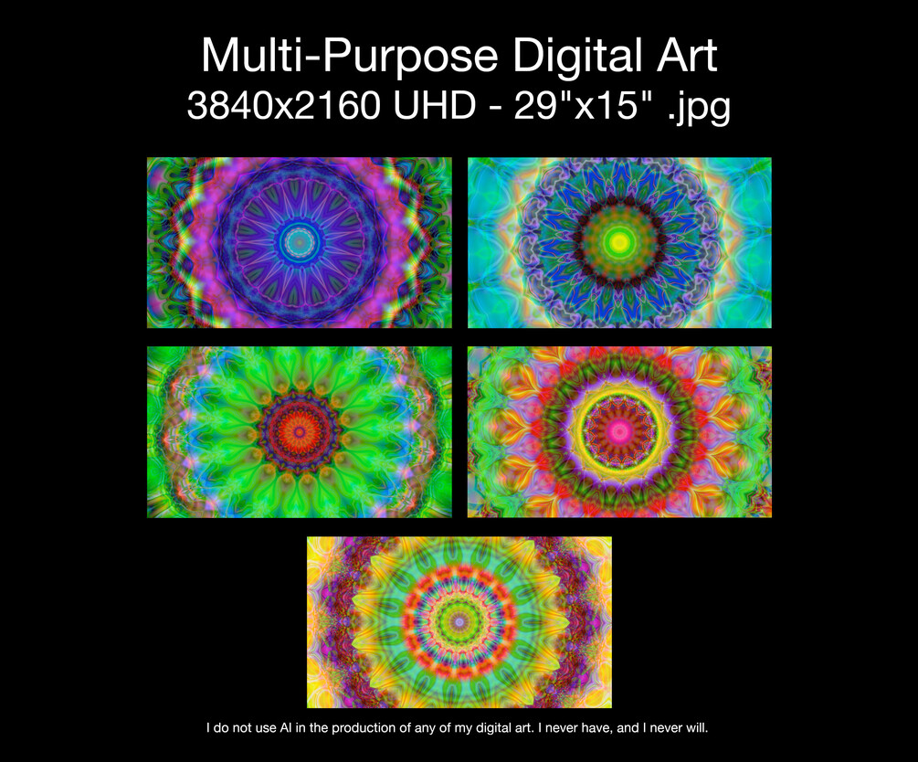 5 Pack Multi Purpose 4K Digital Art #3 - Psychedelic print art for ...