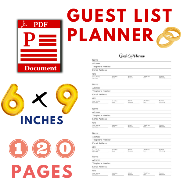 6x9 in./120 pages INTERIOR GUEST LIST PLANNER PDF FOR KDP