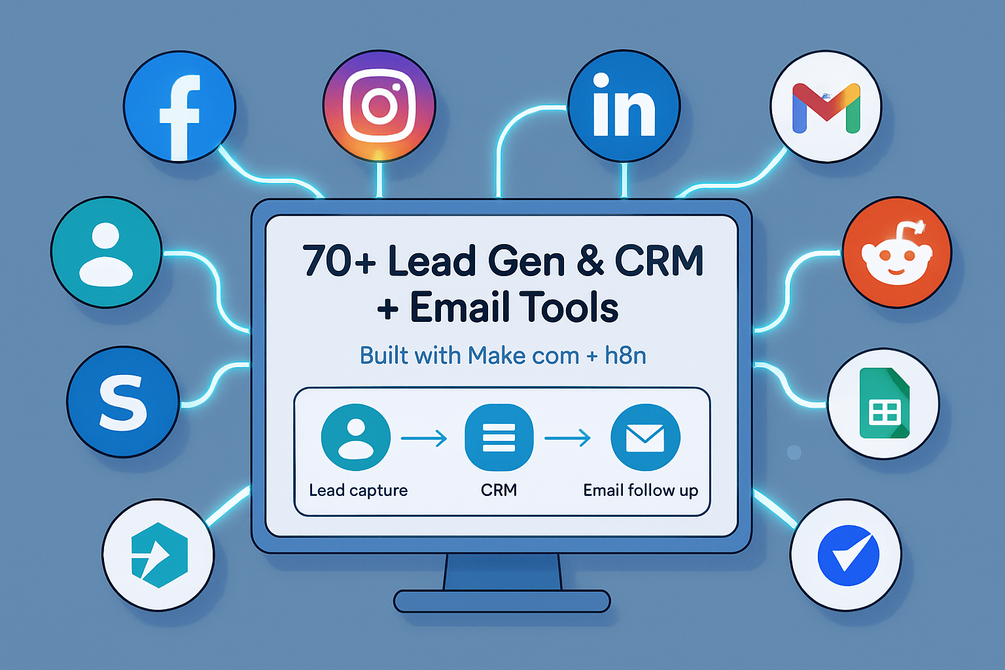 70+ Lead Generation & CRM + Email Tools (Make.com + n8n) Facebook Ads ...