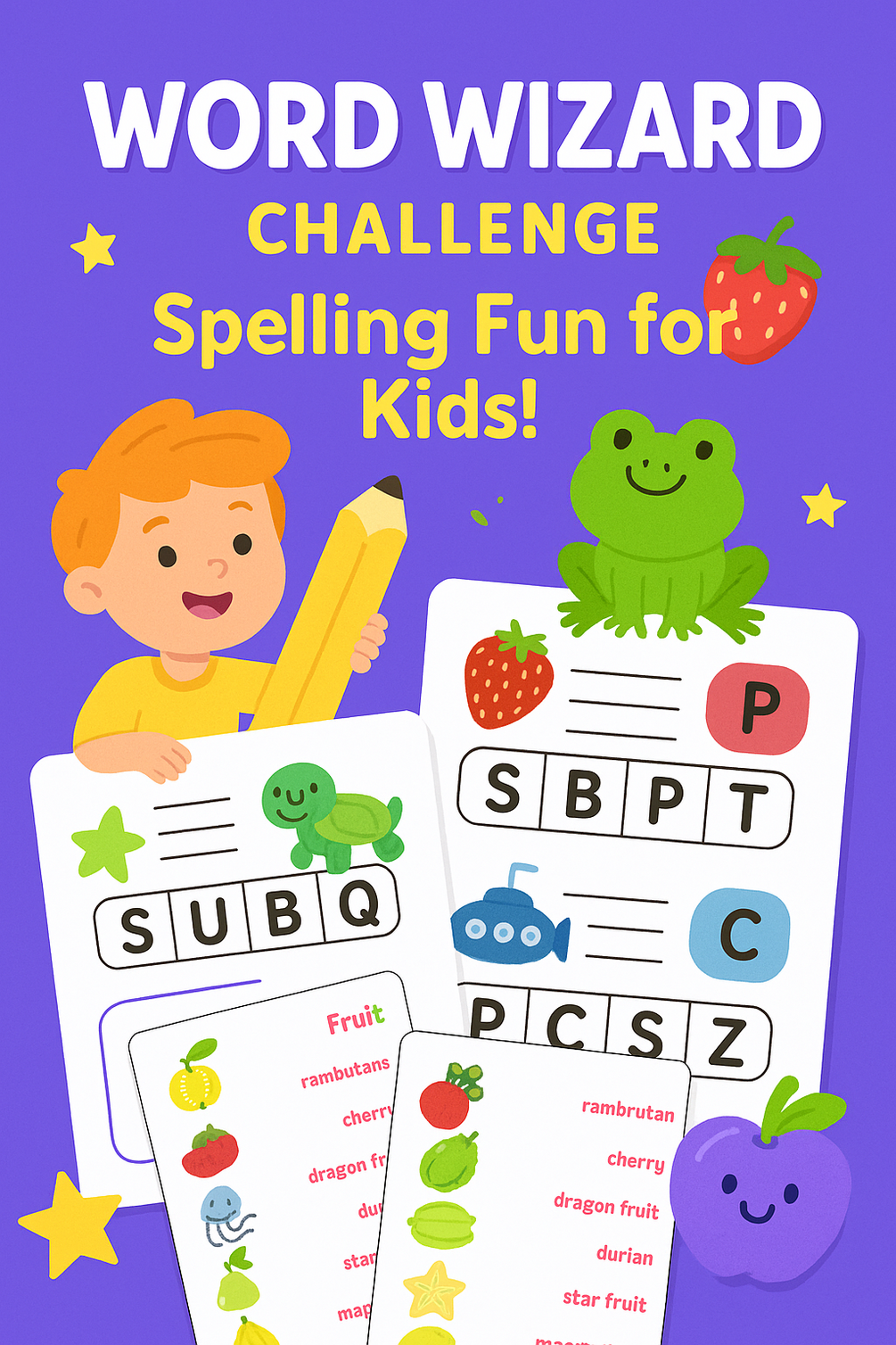 "Word Wizard Challenge – Fun English Worksheets for Kids (10 Pages + 4 ...