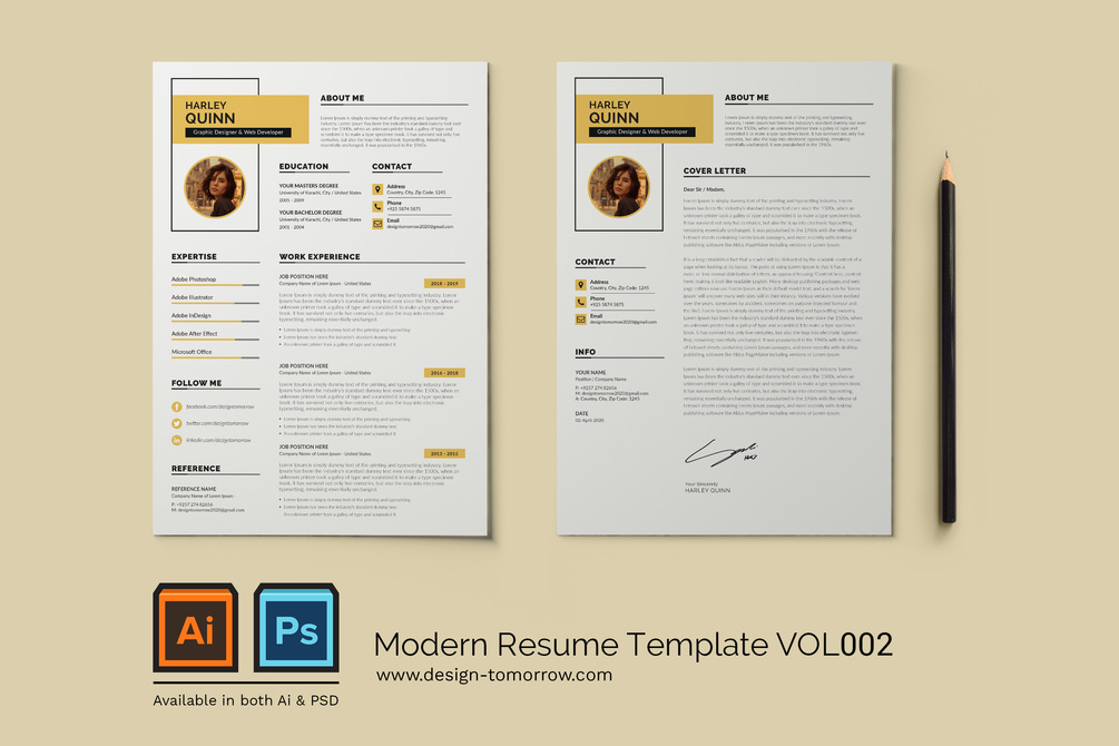 Modern and Fancy Resume Template VOL002