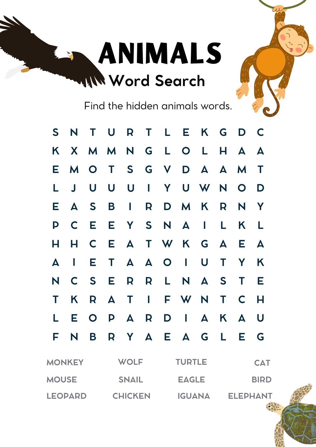 Animal Word Search