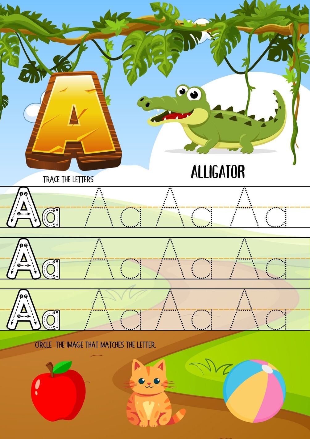Alphabet Adventures letter tracing Printable