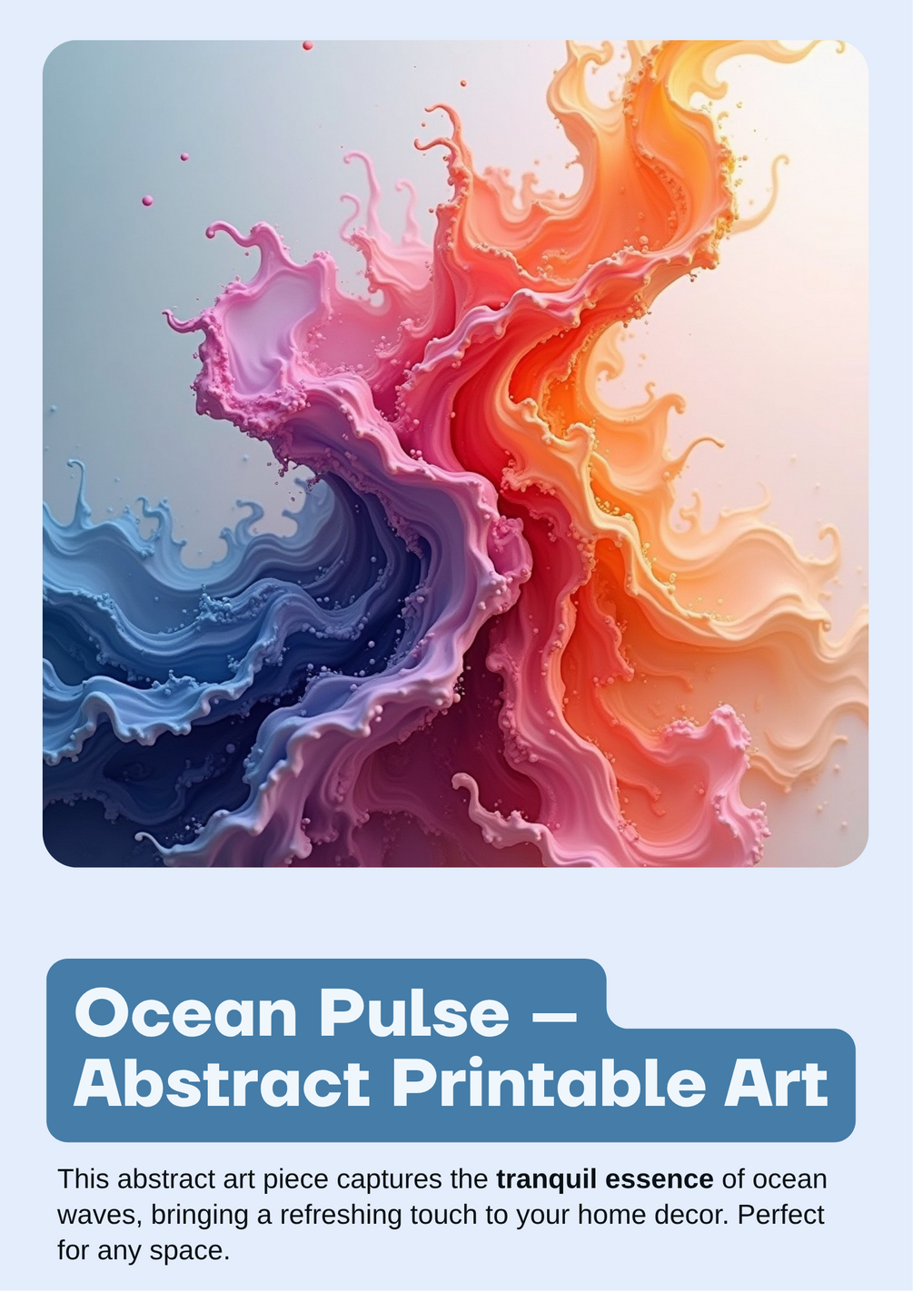 Abstract Flow #4 – Ocean Pulse (8×10” Printable Wall Art, AI-Generated)