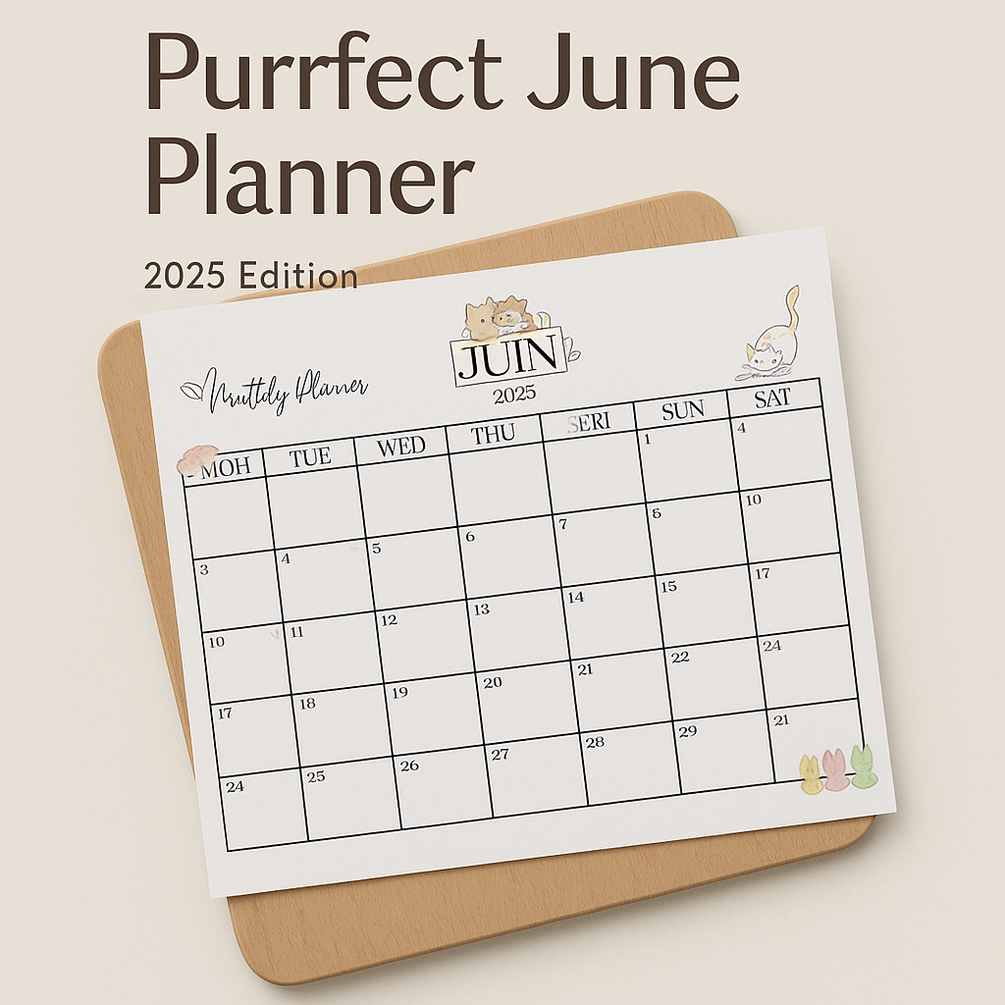 Purrfect June 2025 Monthly Planner - Cat theme (Printable & Digital)