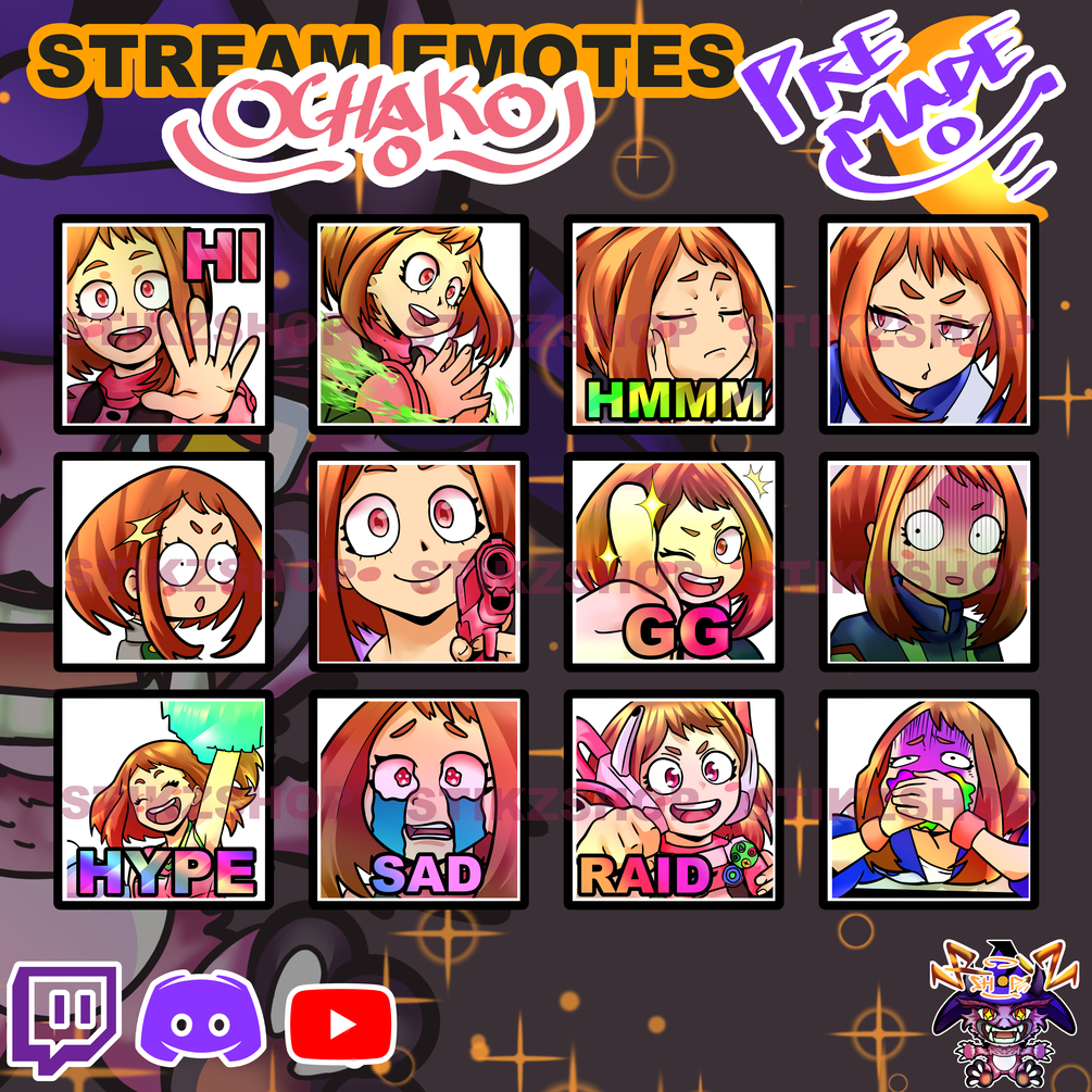 14 set of emotes | Ochako Frmon BNHA
