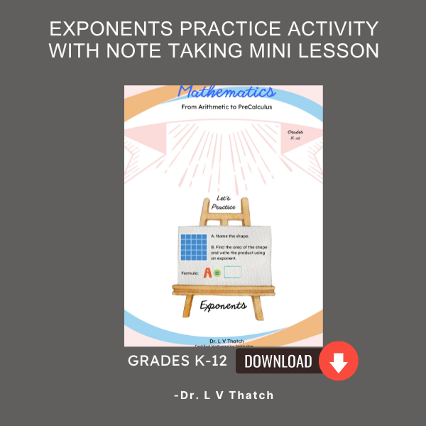 Exponents Practice Activity with Note Taking Mini Lesson