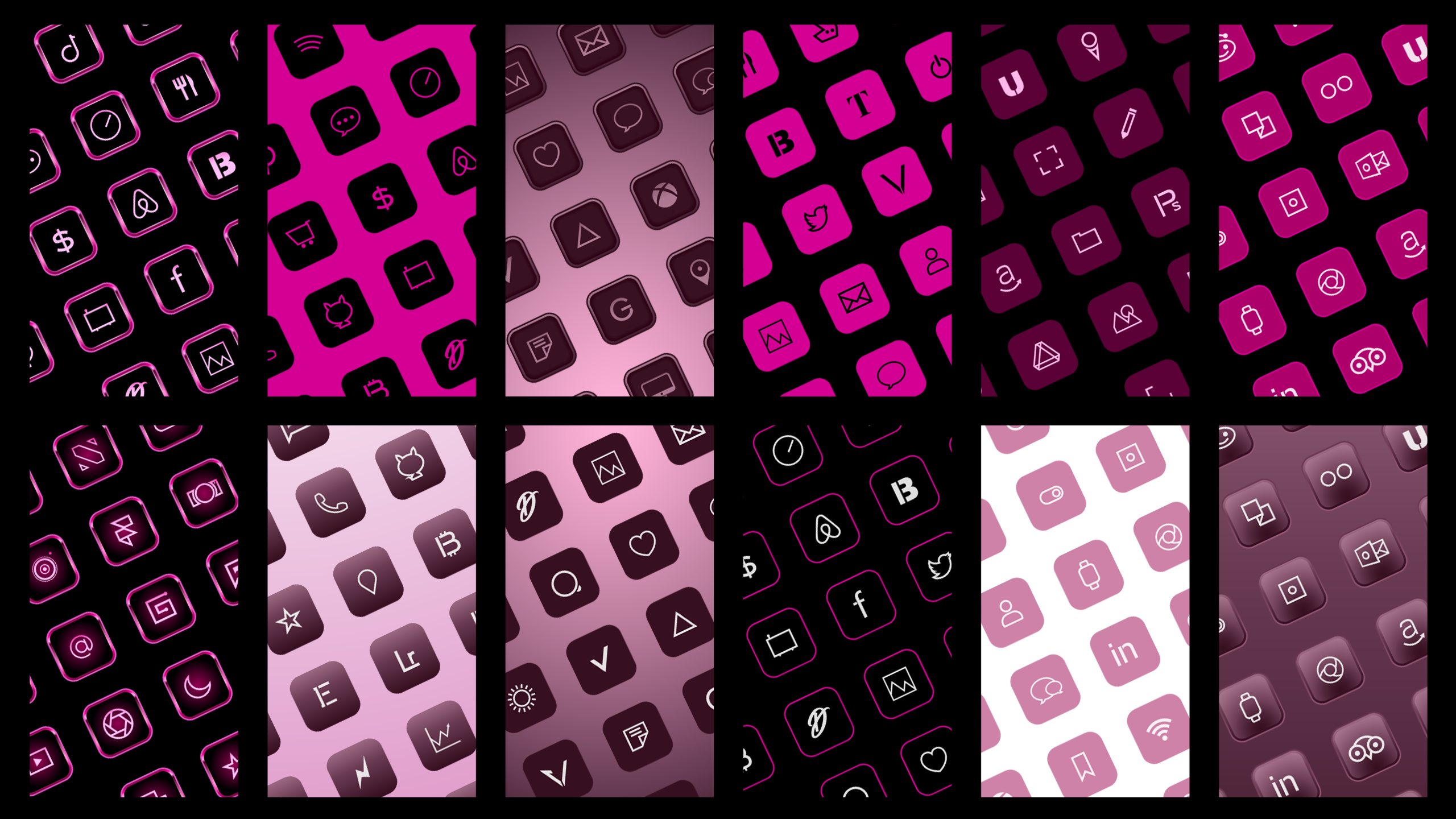 Magenta Dream iOS14 Icon Set 1632 Icons 12 different Styles iPhone ...