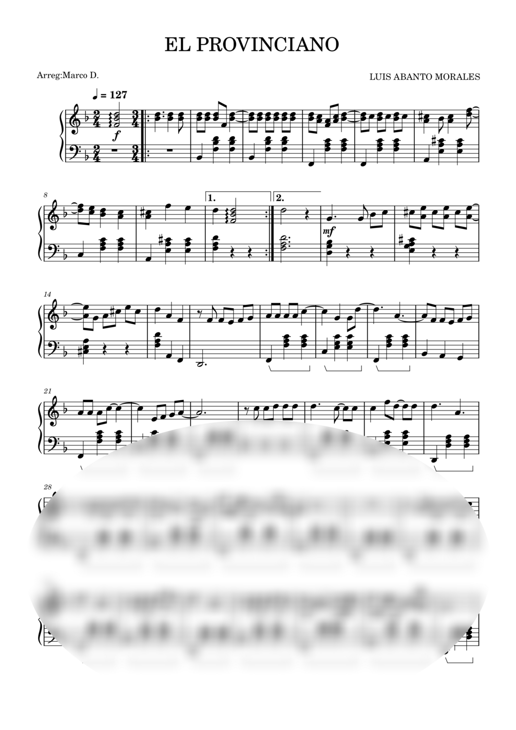 EL PROVINCIANO | LUIS ABANTO MORALES SHEET + MIDI