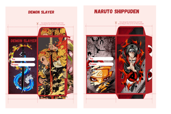 ANIME THEME BUNDLE READY TO PRINT A4 SIZE MONEY ENVELOPE.