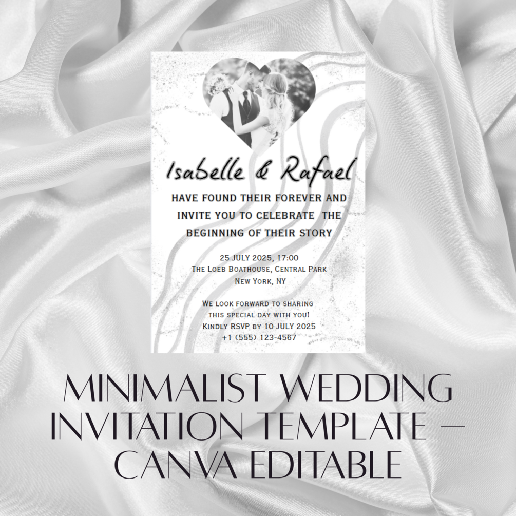 Minimalist Wedding Invitation Template – Canva Editable
