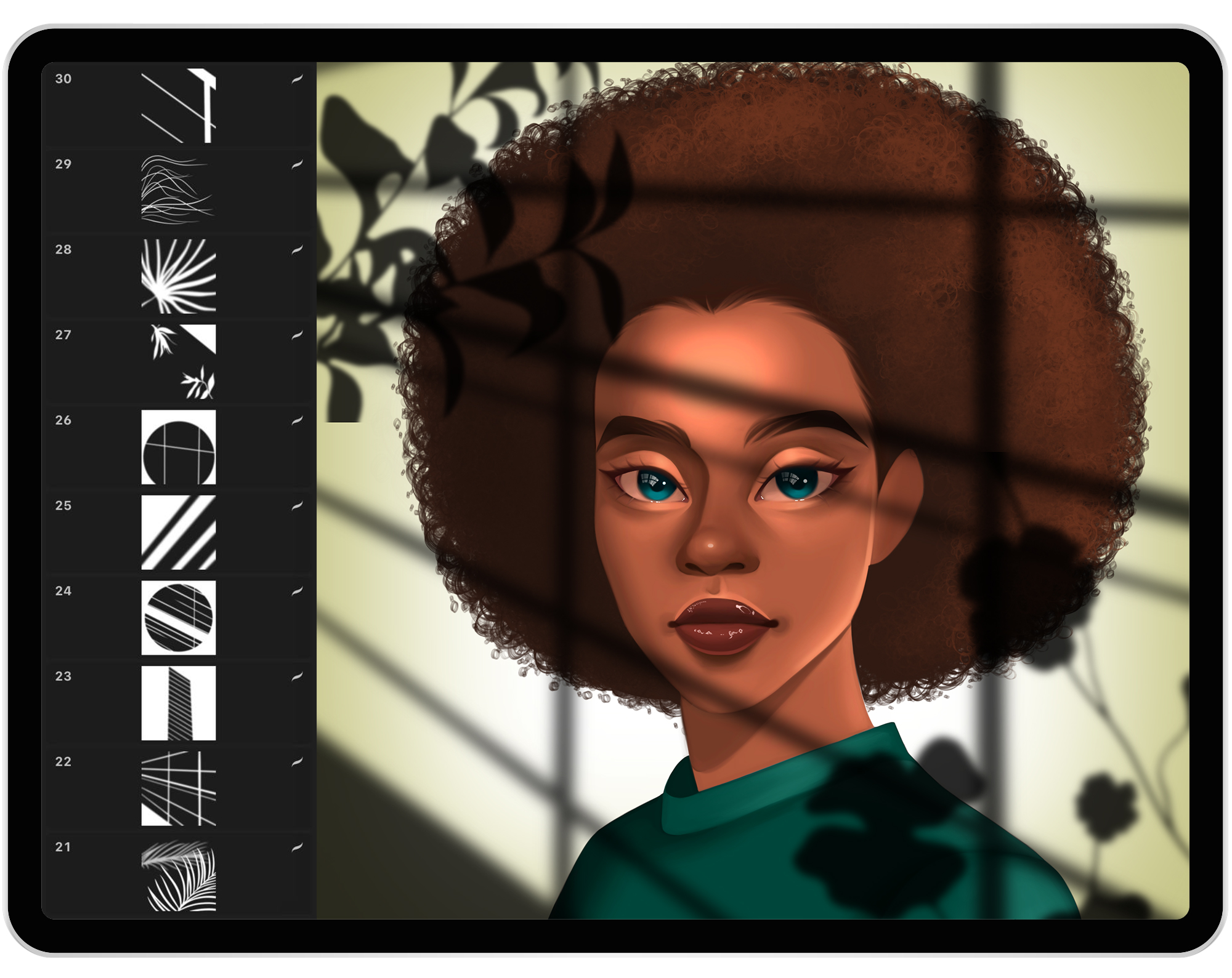 30 Shadow Windows Light Stamps Brushes Collection for Procreate