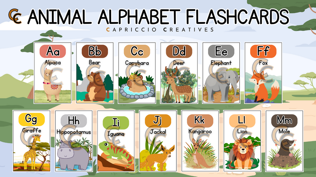 Cute Alphabet Animal Flashcards