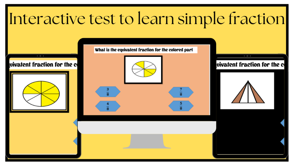 Interactive test to teach Fractions to children