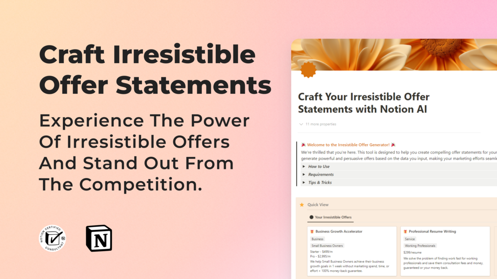 🎁 Craft Your Irresistible Offer with Notion AI