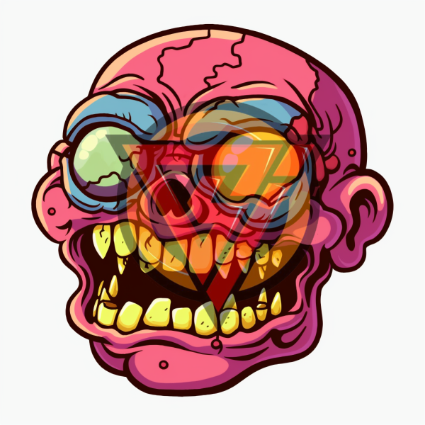 Zombie Freak: Twisted Undead Skull Digital Art
