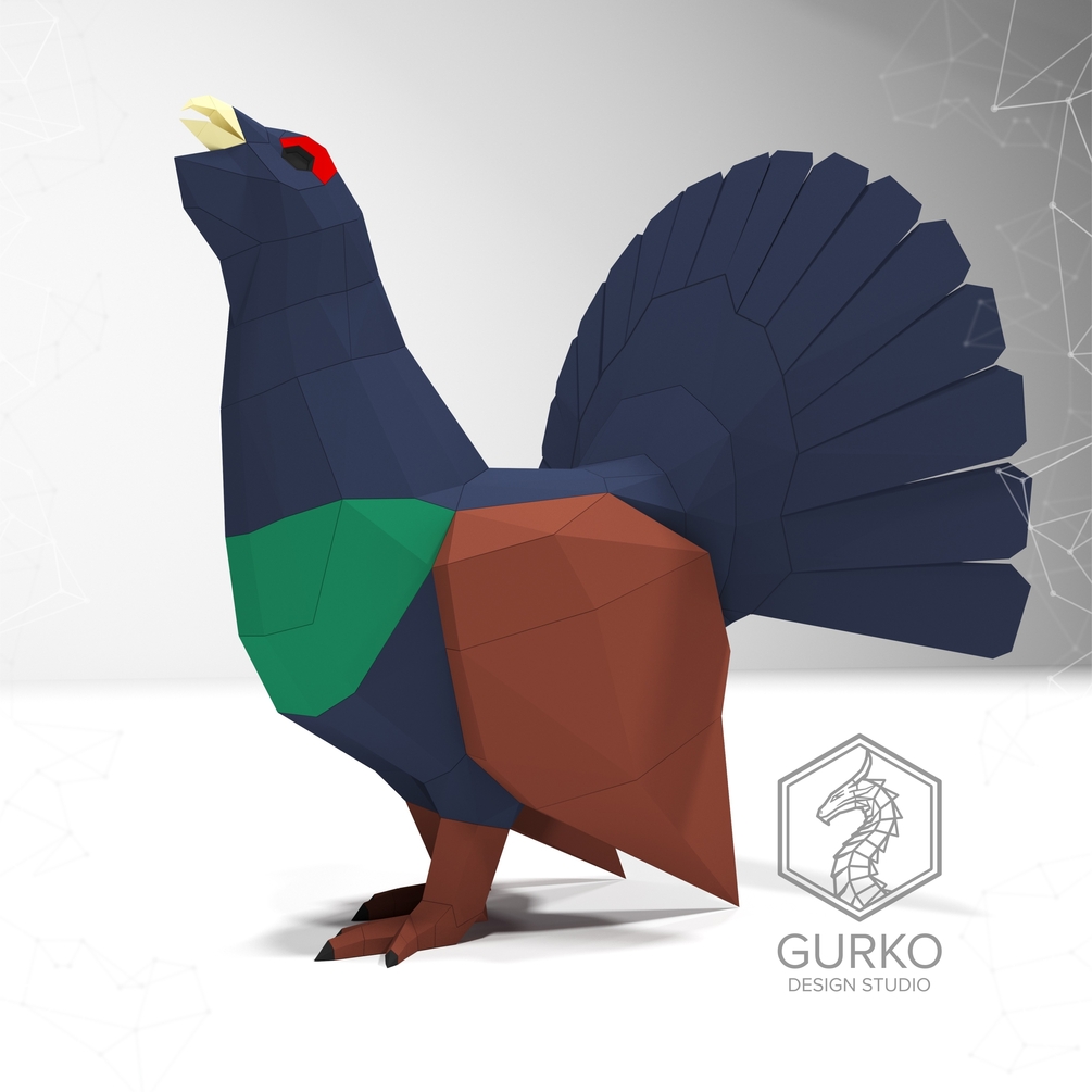Wood Grouse Papercraft, Pdf, Gurko, Pepakura, Template, 3D Origami ...