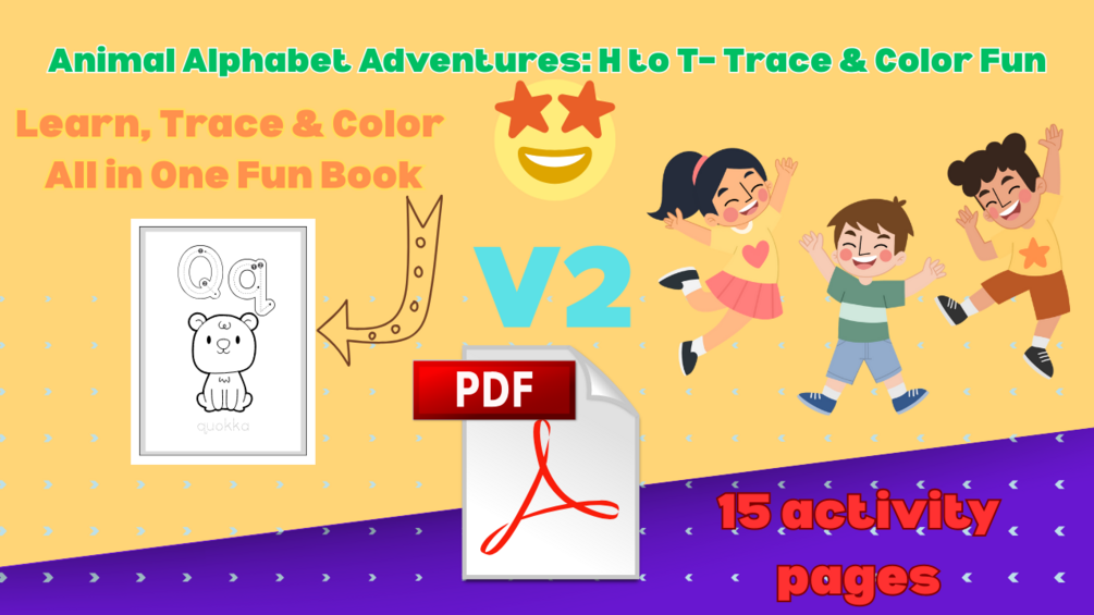 Animal Alphabet Adventures: H to T – Trace & Color Fun V2