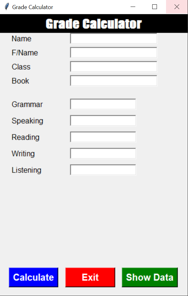 Grade Calculator with Database Connectivity