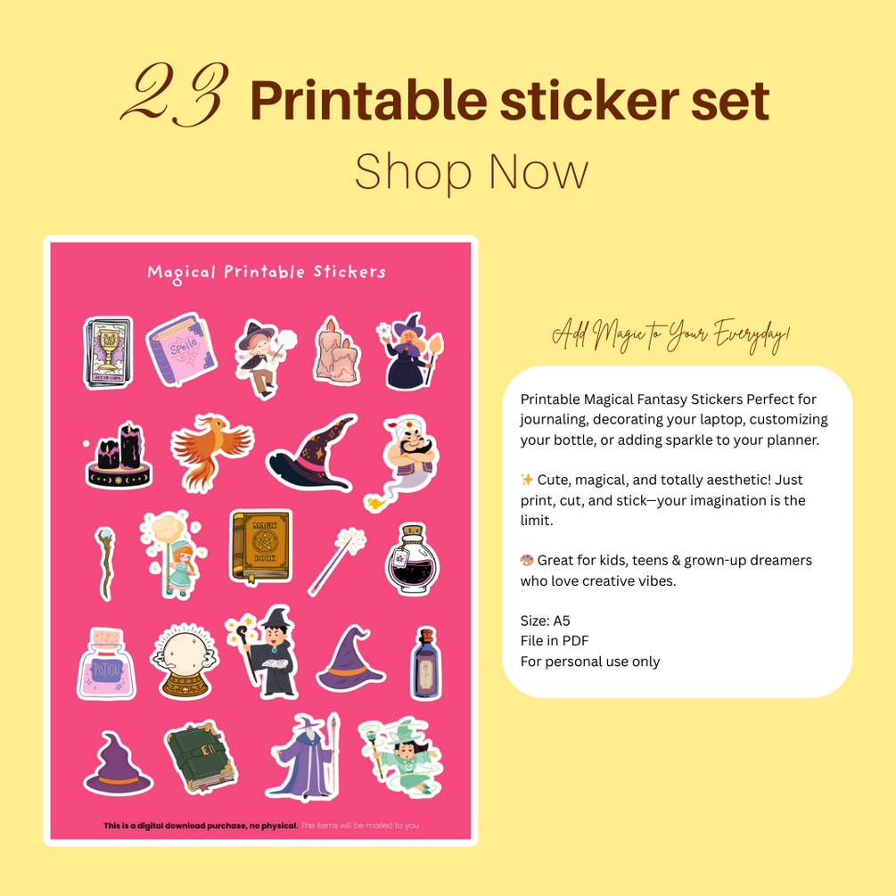 🧚‍♀️ Magical Fantasy Printable Stickers – Cute Aesthetic for Journaling ...