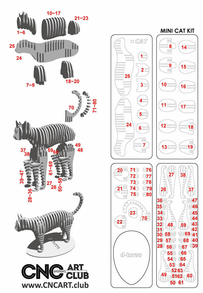 10015 - Cat design DXF plan for CNC and Laser cut