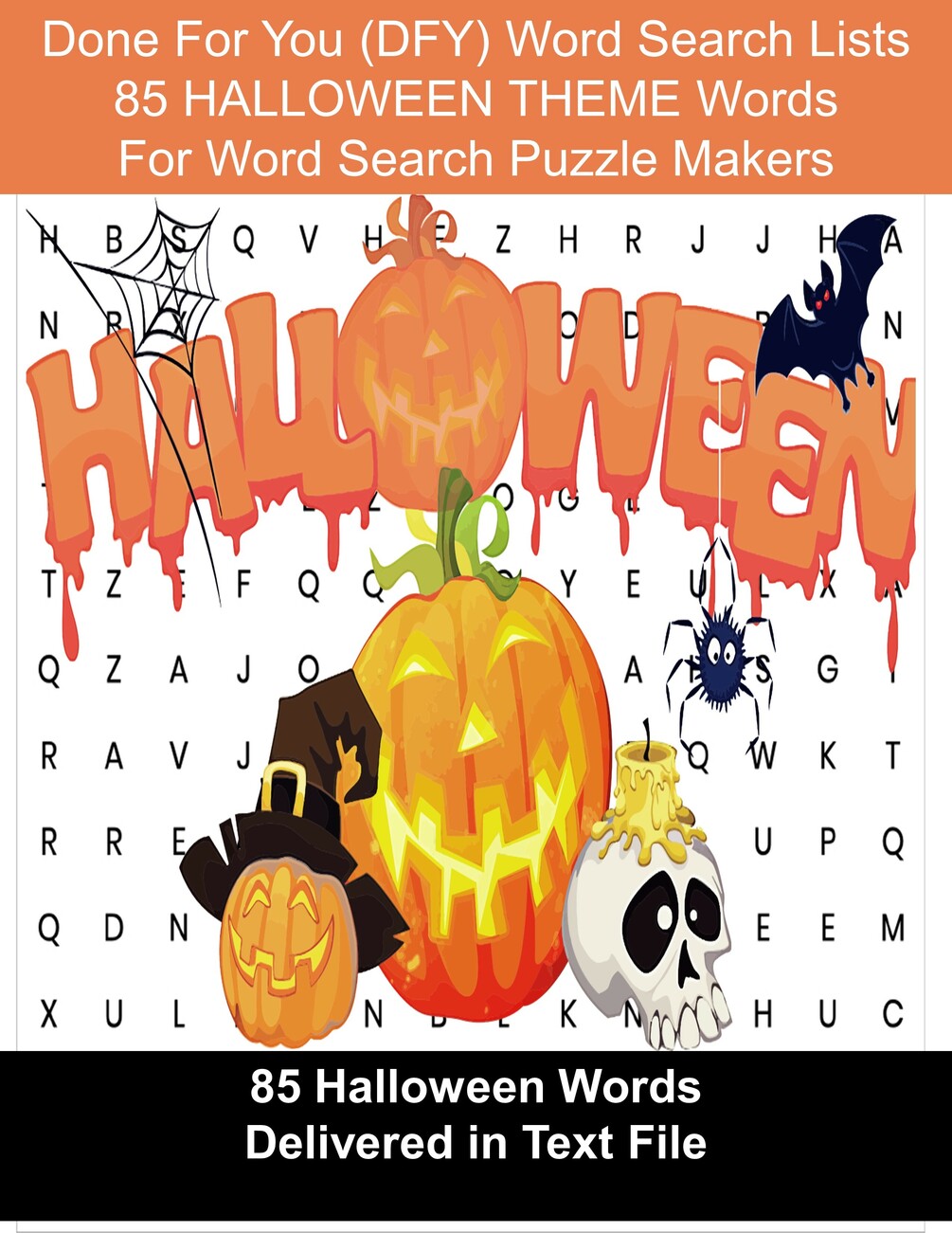 Done For You (DFY) Word Search List - 85 Halloween Theme Words