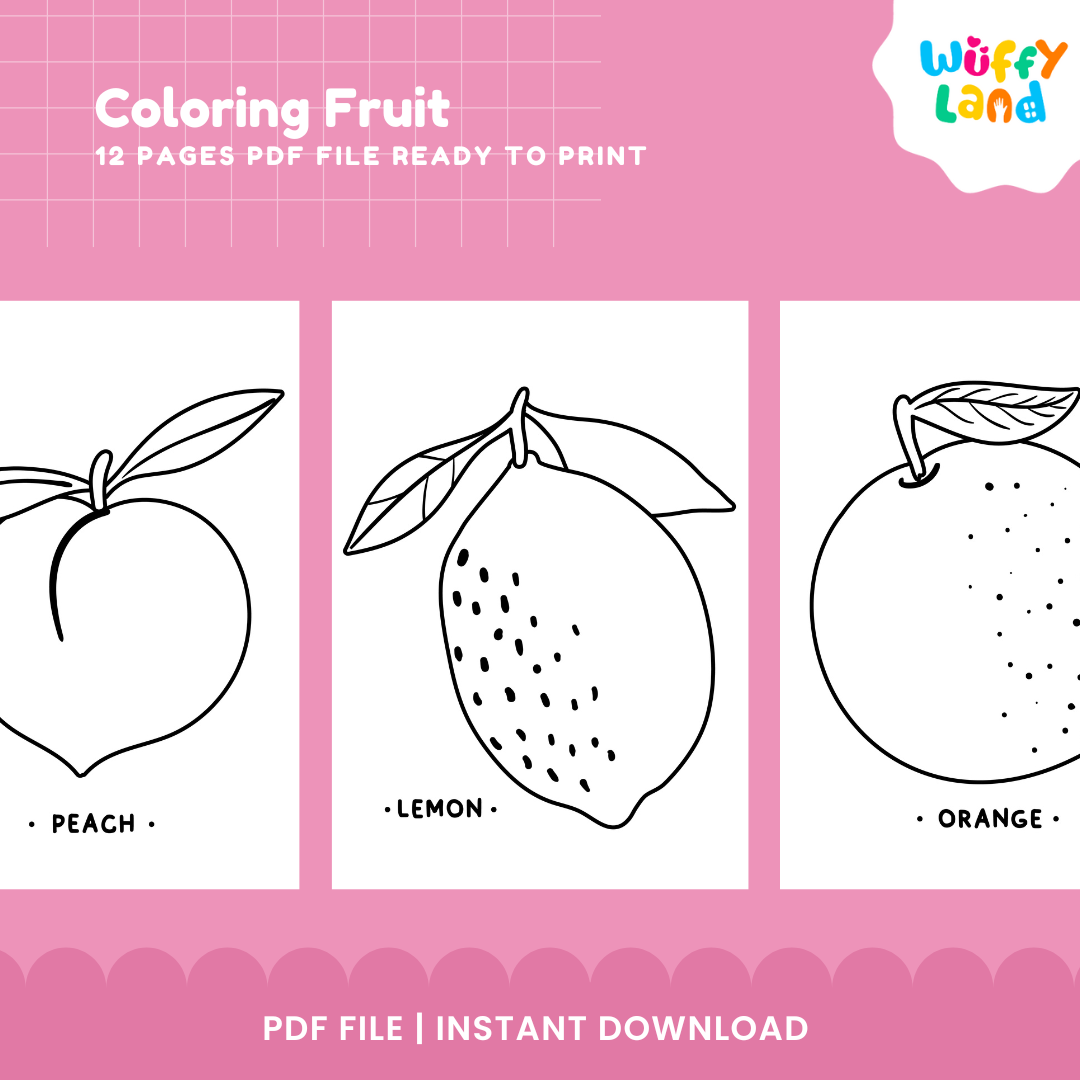 Coloring Fruit Pages - 12 Printable PDF Coloring Sheets for Kids