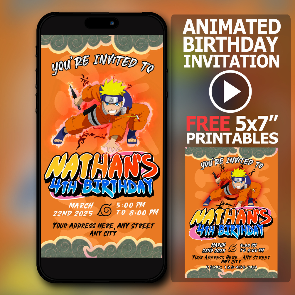 Video Naruto Birthday Invitation - Personalized Invitation - Digital ...