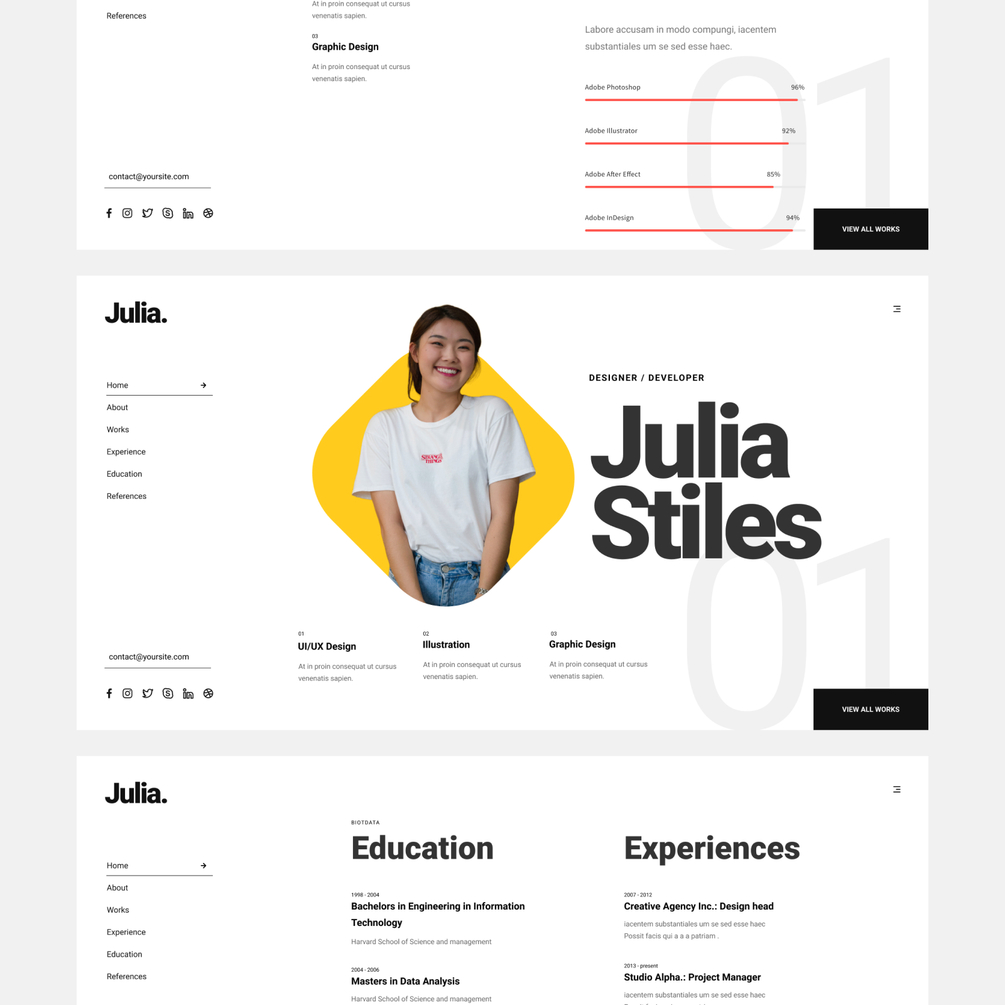 Julia One Page Portfolio HTML CSS Template