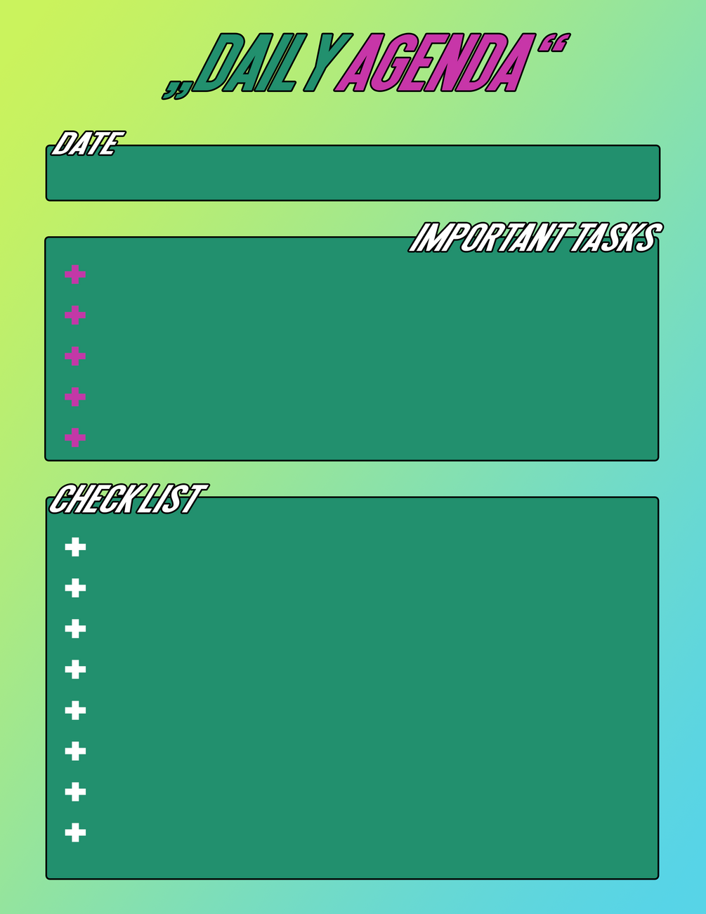 Colorful Daily Agenda Planner