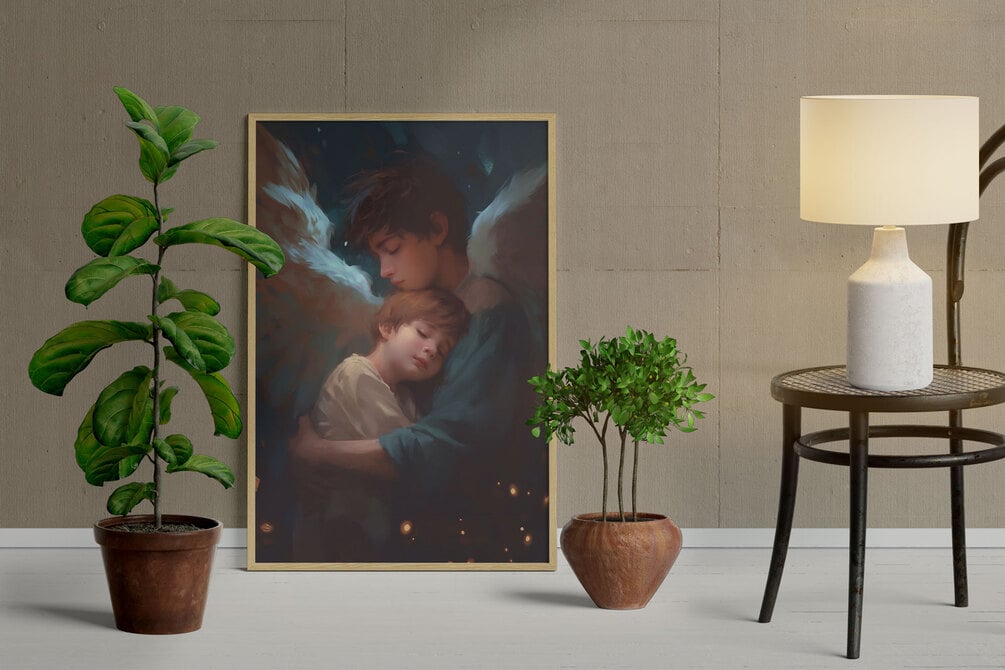 Guardian Angel Embrace I A Soulful Digital Poster