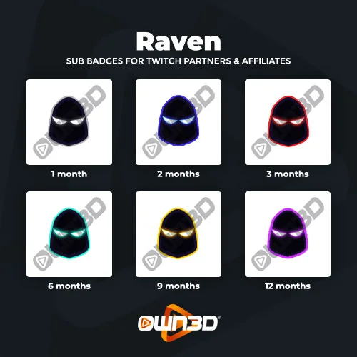 Raven Sub Badges [Twitch | Kick | YouTube]