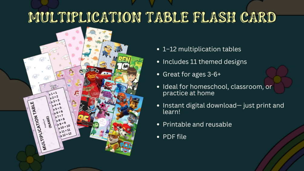 Multiplication Table Flash Card