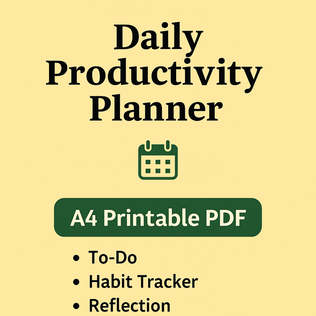 Daily Productivity Planner | A4 Printable PDF | Habit Tracker + To-Do ...