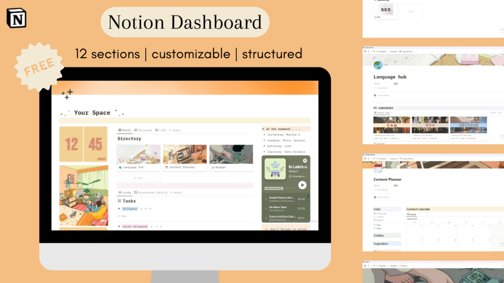Notion Dashboard Template + Extras