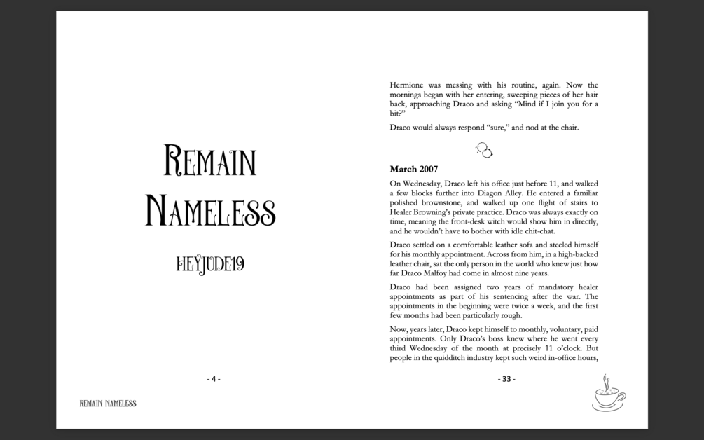 Remain Nameless One Volume Edition Typeset
