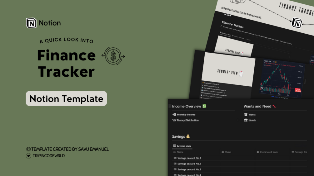 Notion template for Finance Tracking