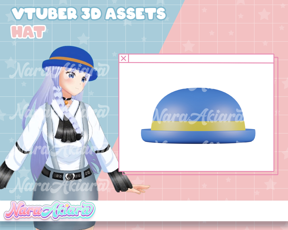 3D Vtuber Assets Hat V4 Vroid Commission, 3D assets ready to use vtuber ...