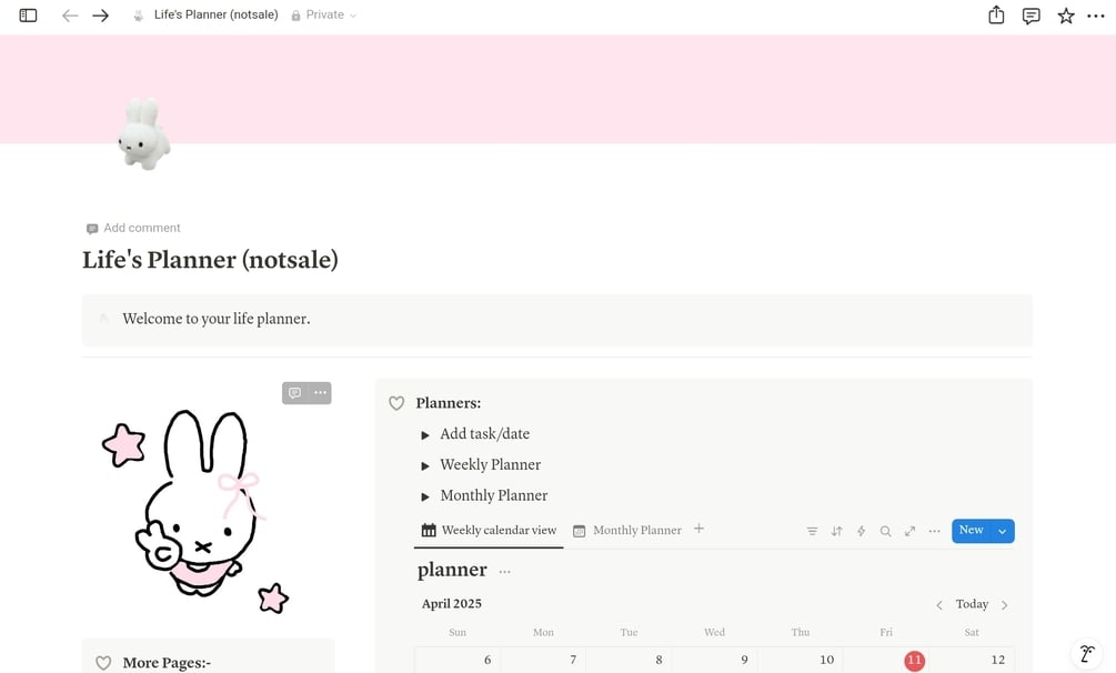 Miffy Template planner | Muunbi Studio