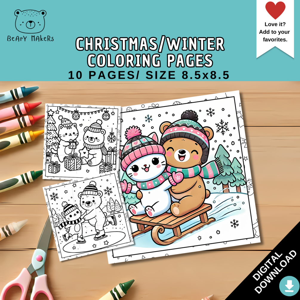 Cozy Christmas Coloring Book for Kids & Adults | Kawaii Printable ...