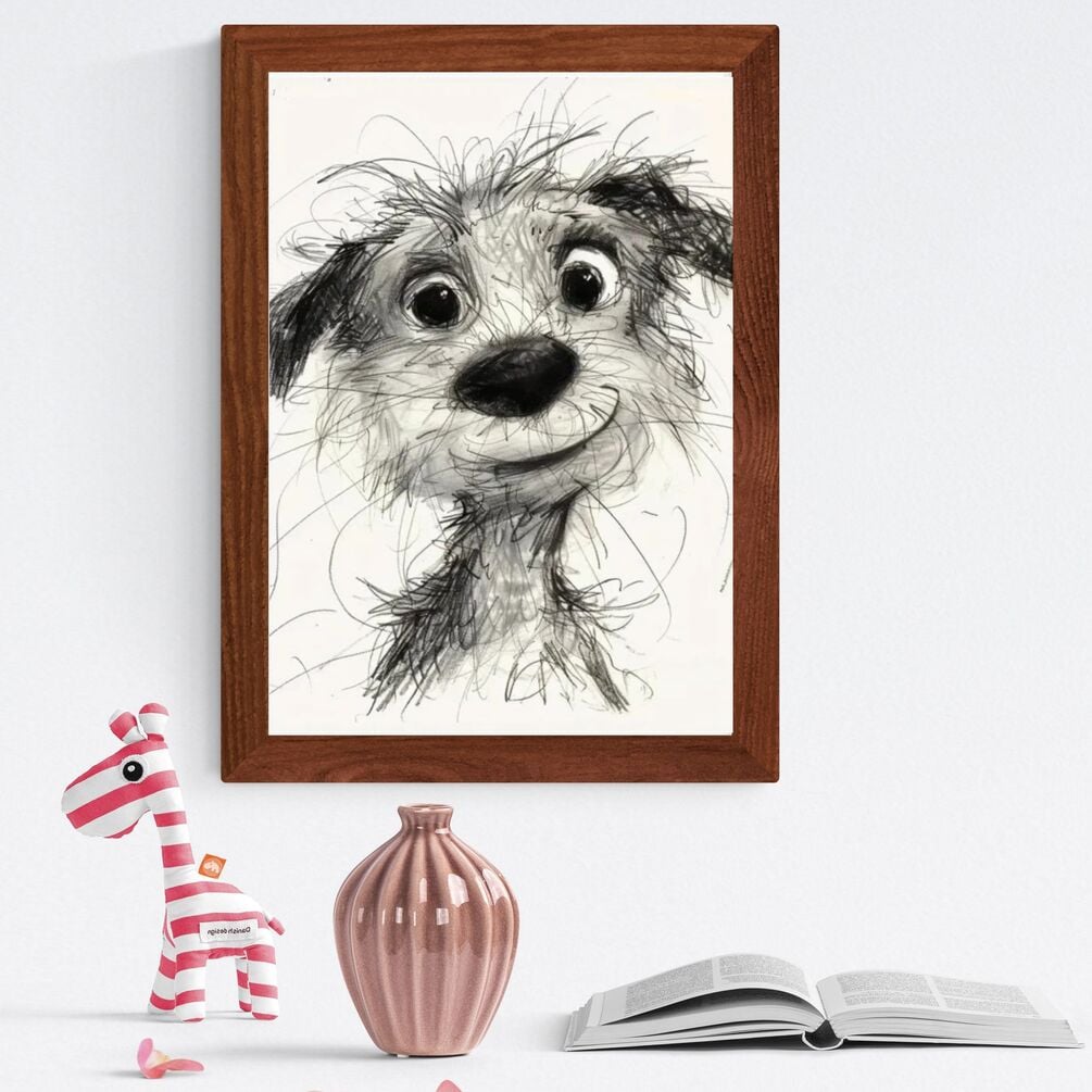 Charming Cartoon Dog Sketch Frameless Digital Illustration PDF PNG ...