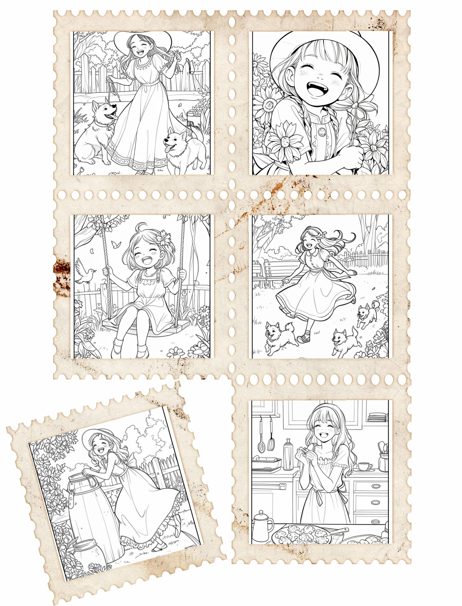 Happy Farm Girl Coloring Book – Country Life Fun for Kids Ages 4–9