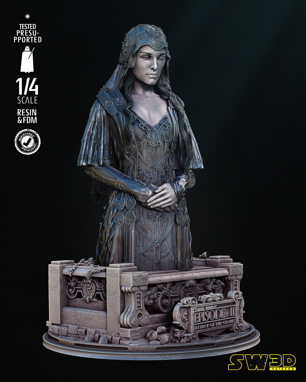 Padme Bust - Star Wars 3D Models - Tested and Ready for 3D printing