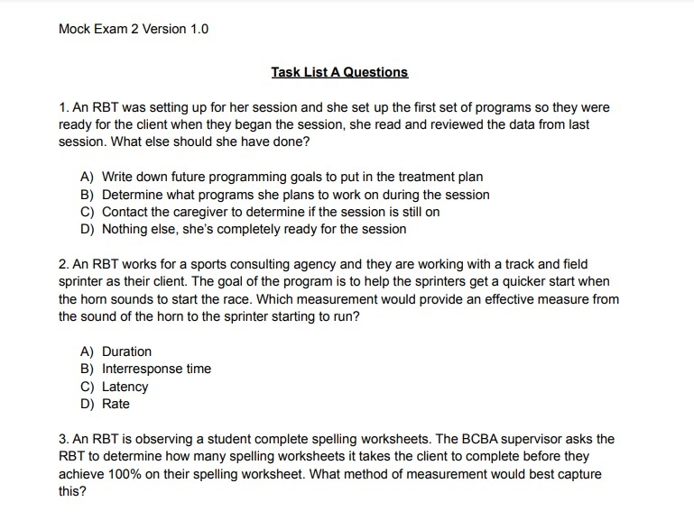 RBT mock exam 2 | 75 new questions + 10 new bonus questions | Answer ...