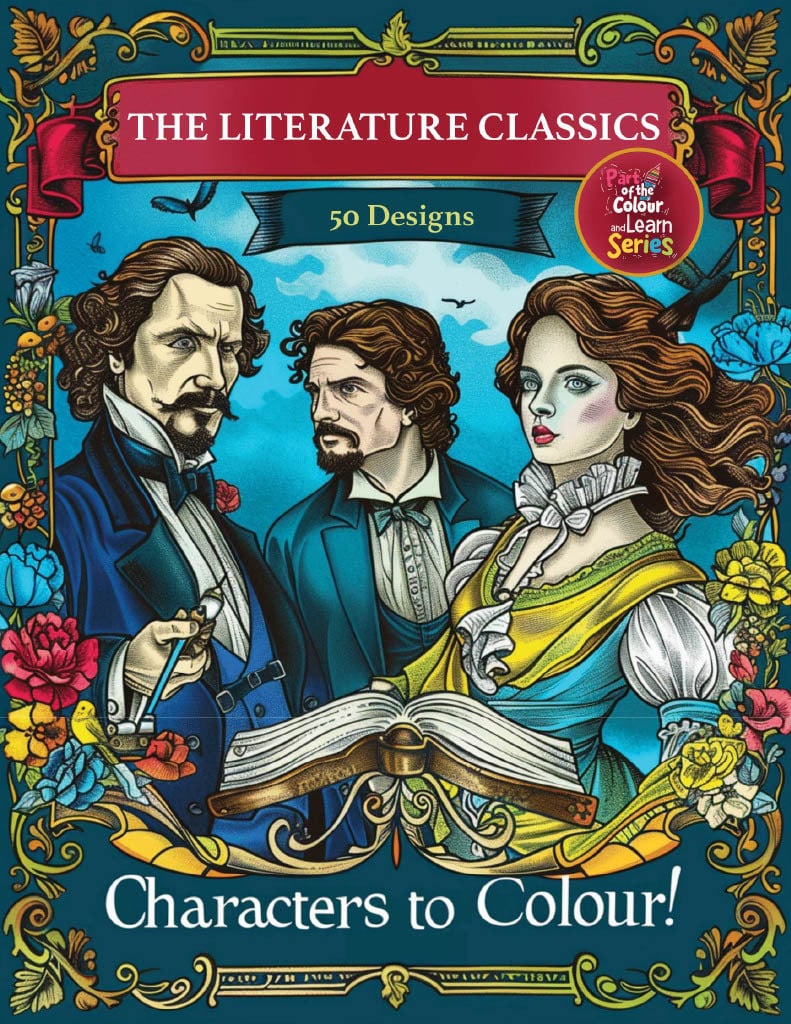 Literature Classics Coloring Book for Adults and Kids. Instant Digital ...